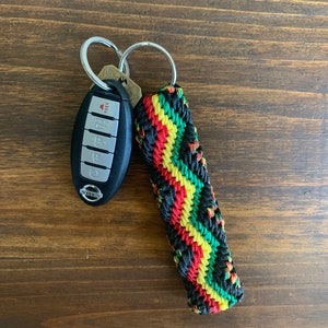 6-string Rasta Zigzag Paracord Keychain Rasta Gifts Rasta Accessories ...