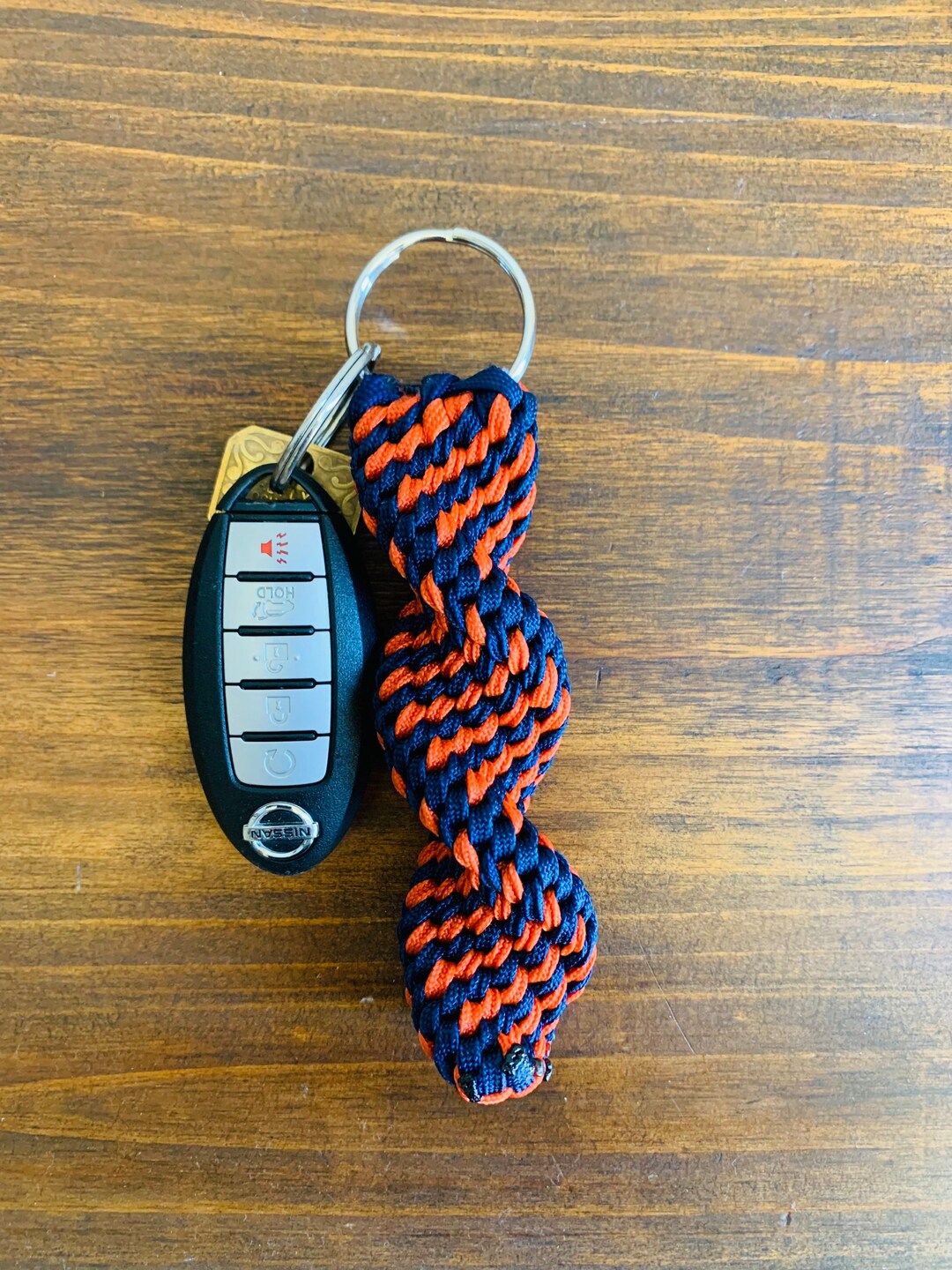 6-string Orange & Navy Blue DNA Spiral Paracord Keychain Auburn ...