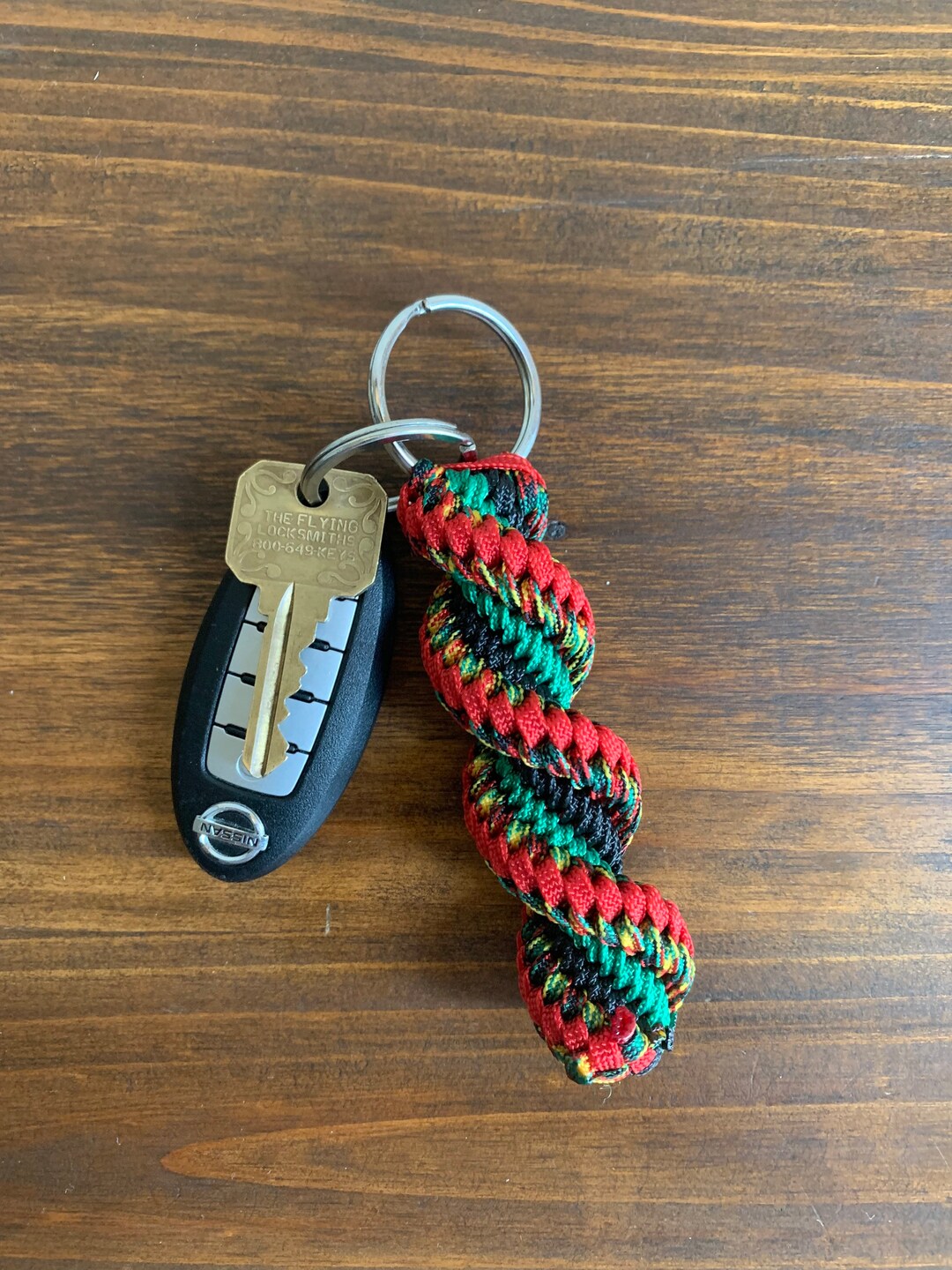 5-string Rasta Red Green & Black Spiral Paracord Keychain - Etsy