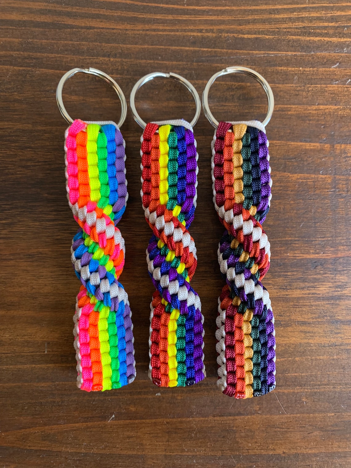 4-string Neon Rainbow Brick/twist Paracord Keychain Pride Month LGBTQ ...