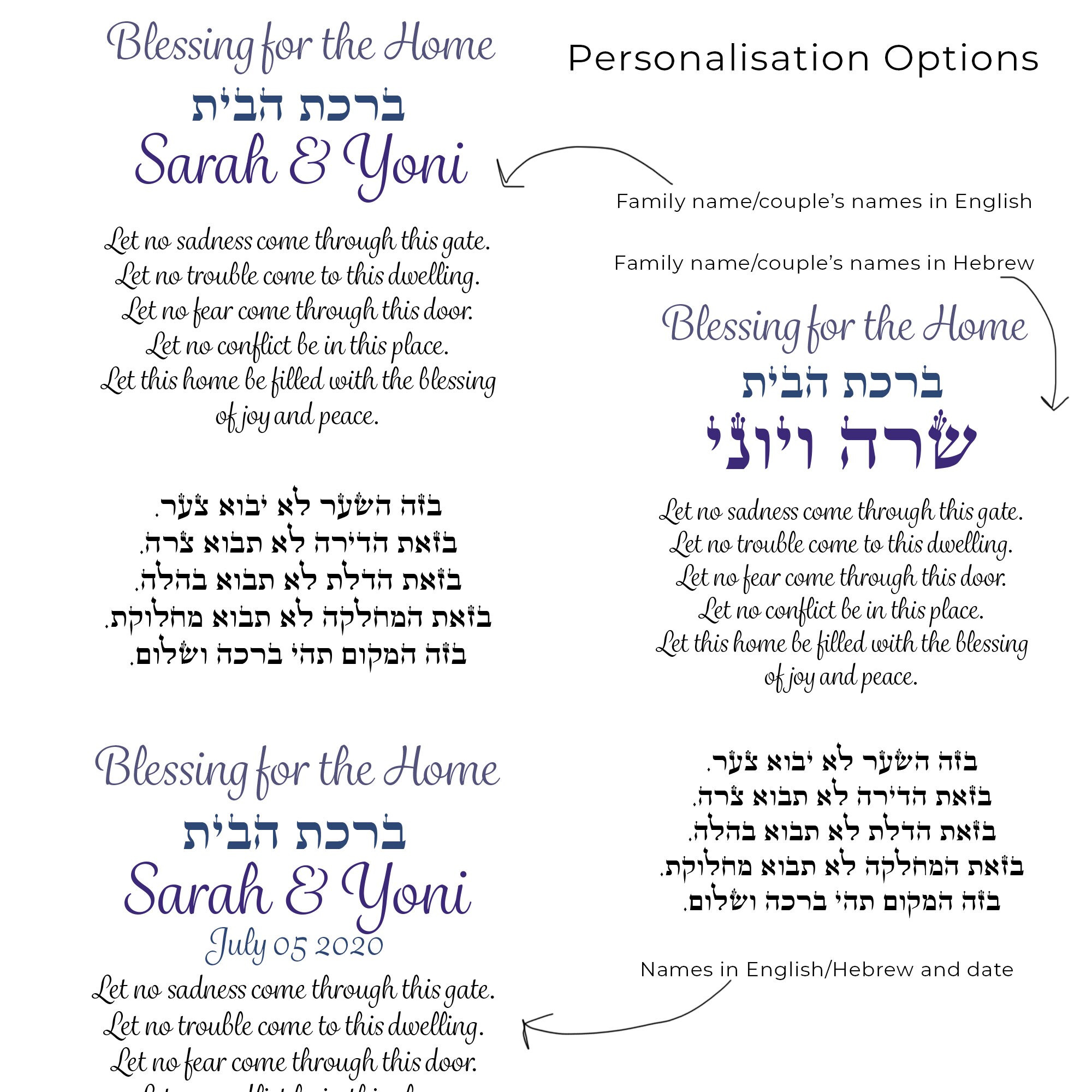 Jewish Home Blessing rainbow Judaica Wall Art - Etsy