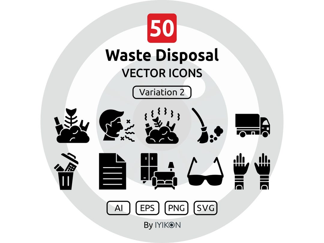 50 Waste Disposal Icons | Glyph Icon Bundle – | Instant Download ...
