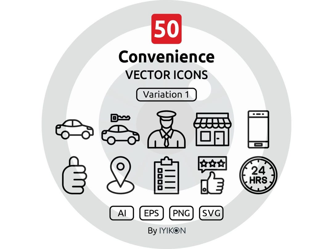50 Convenience Icons Thick Line Icon Bundle Instant Download IYIKON - Etsy