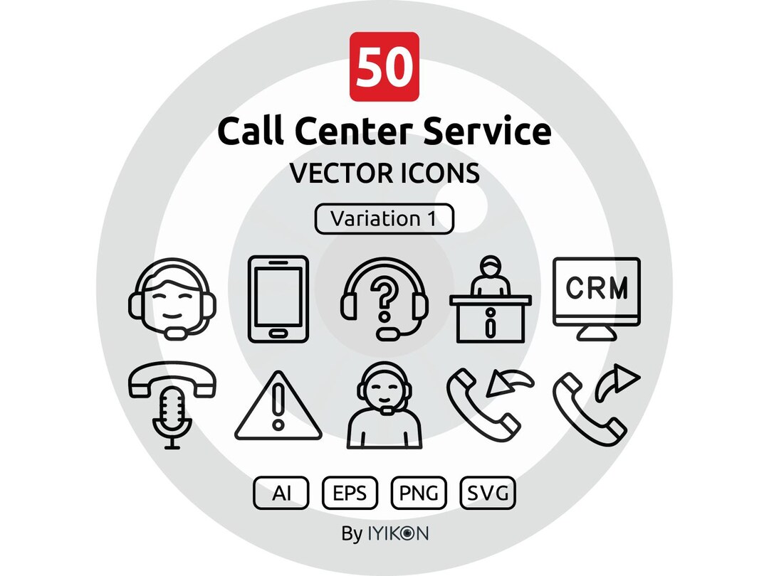 50 Call Center Service Icons | Thick Line Icon Bundle – | Instant ...