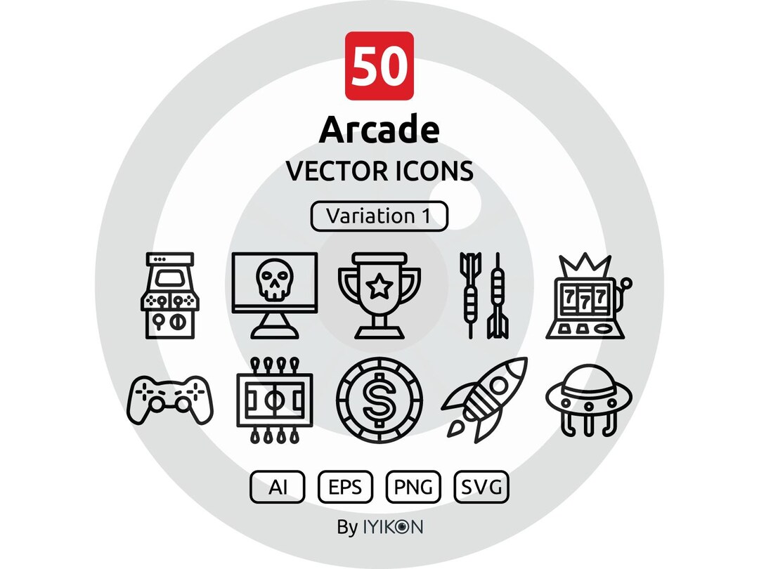 50 Arcade Icons | Thick Line Icon Bundle – | Instant Download | IYIKON ...