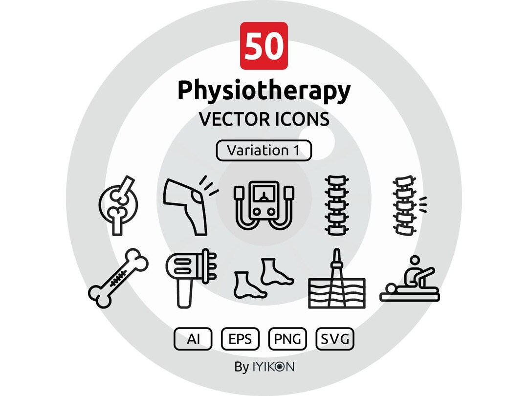 50 Physiotherapy Icons | Thick Line Icon Bundle – | Instant Download ...
