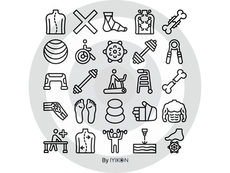 50 Physiotherapy Icons | Thick Line Icon Bundle – | Instant Download ...
