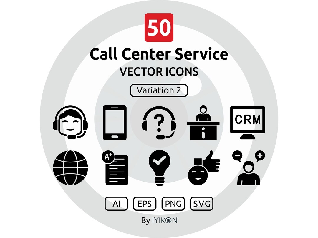 50 Call Center Service Icons | Glyph Icon Bundle – | Instant Download ...