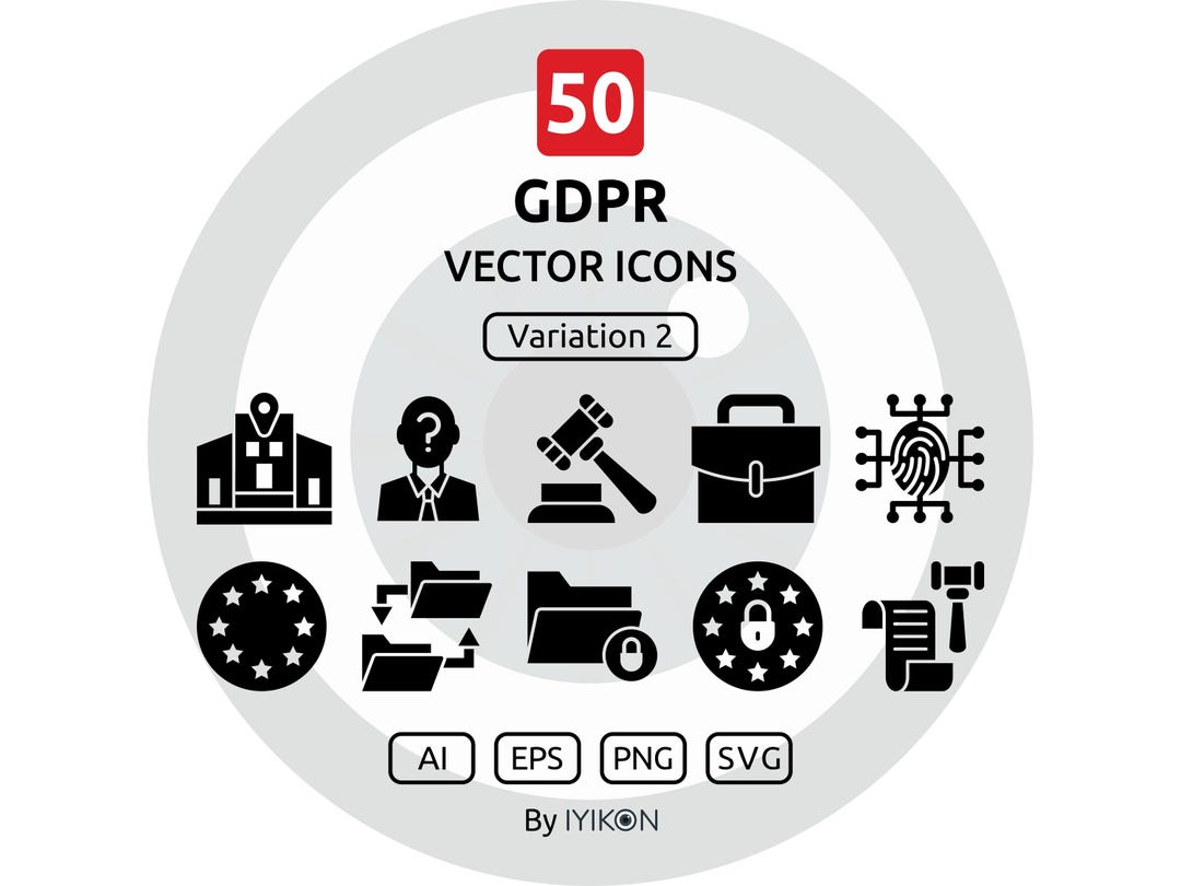 50 GDPR Icons | Glyph Icon Bundle – | Instant Download | IYIKON - Etsy
