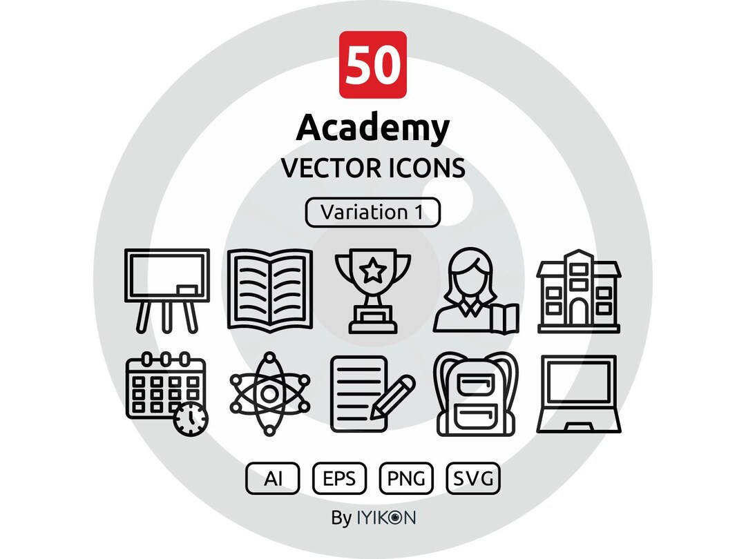 50 Academy Icons Thick Line Icon Bundle Instant Download IYIKON - Etsy