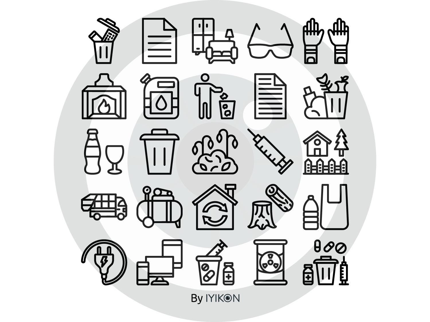 50 Waste Disposal Icons | Thick Line Icon Bundle – | Instant Download ...