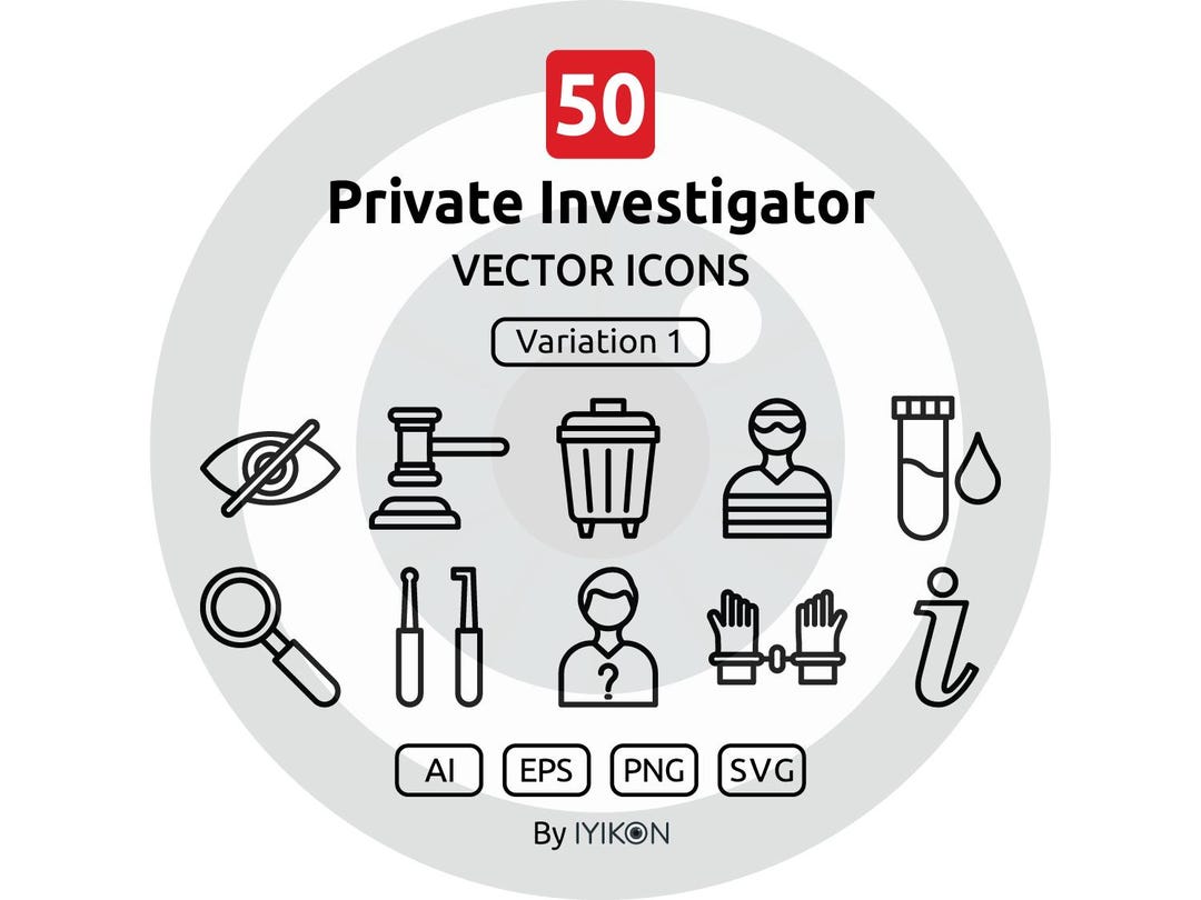 50 Private Investigator Icons Thick Line Icon Bundle Instant Download ...