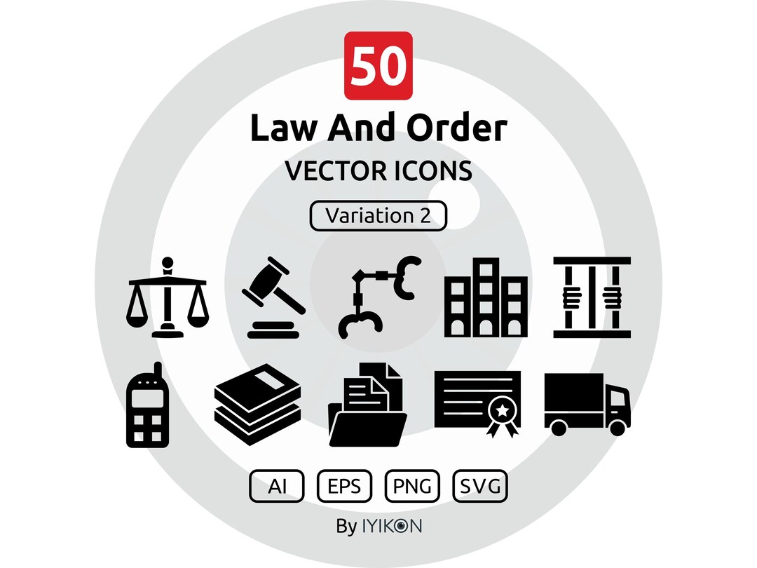 50 Law and Order Icons | Glyph Icon Bundle – | Instant Download ...