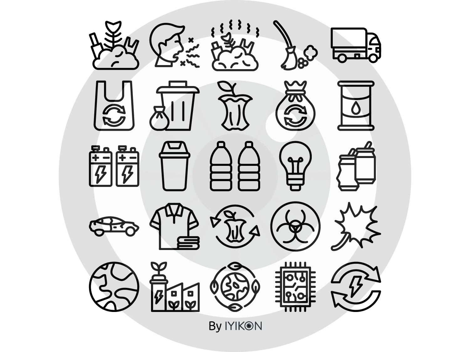 50 Waste Disposal Icons | Thick Line Icon Bundle – | Instant Download ...