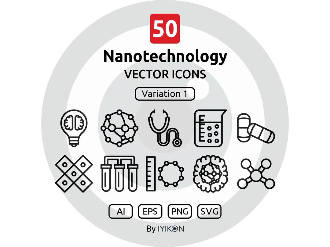 50 Nanotechnology Icons | Thick Line Icon Bundle – | Instant Download ...