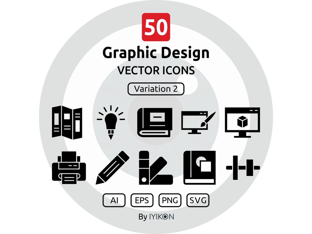50 Graphic Design Icons | Glyph Icon Bundle – | Instant Download ...