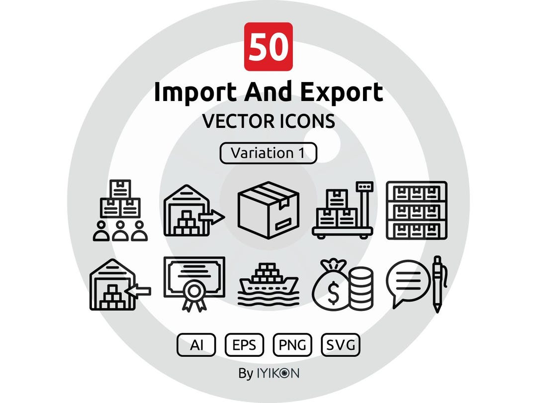 50 Import and Export Icons | Thick Line Icon Bundle – | Instant ...
