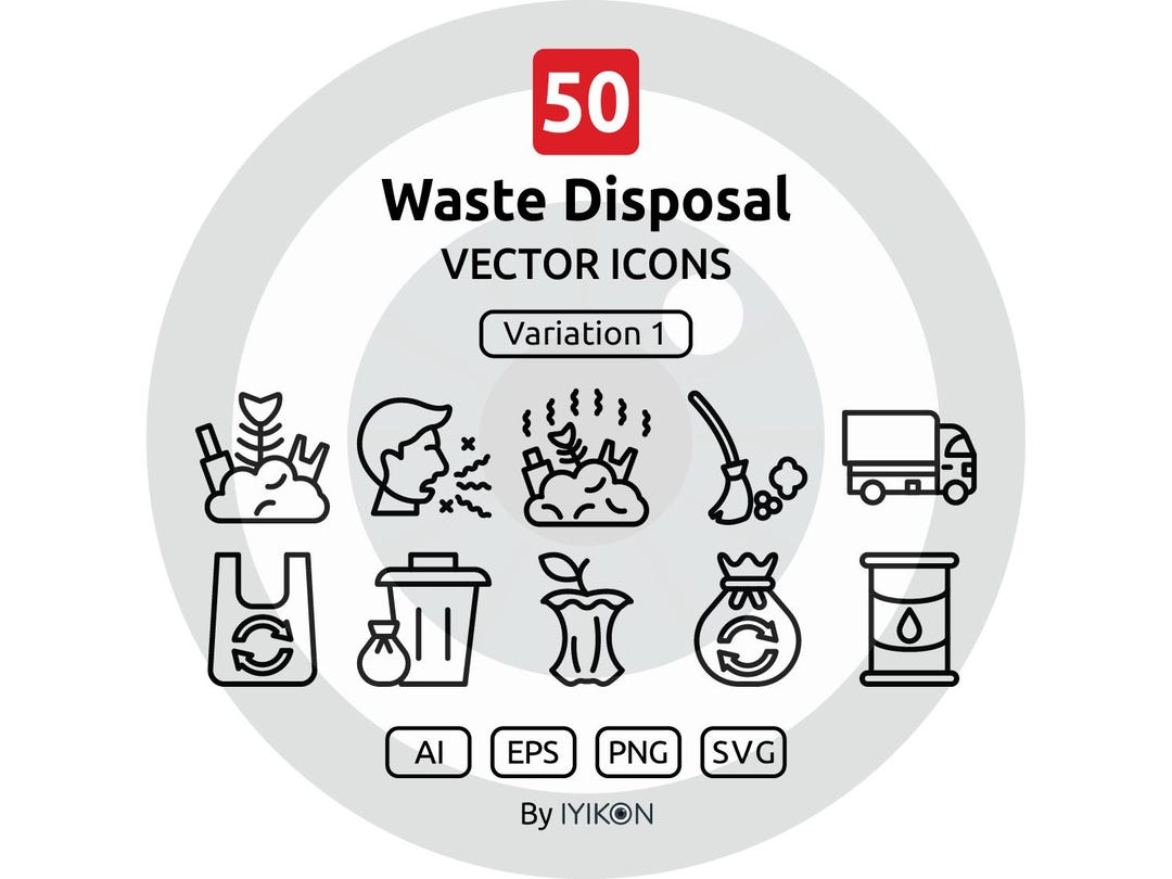 50 Waste Disposal Icons | Thick Line Icon Bundle – | Instant Download ...