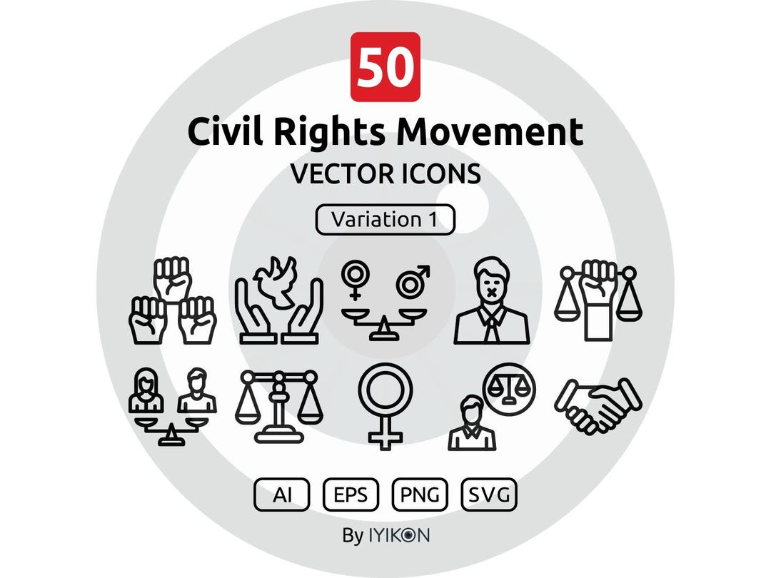 50 Civil Rights Movement Icons Thick Line Icon Bundle Instant Download ...