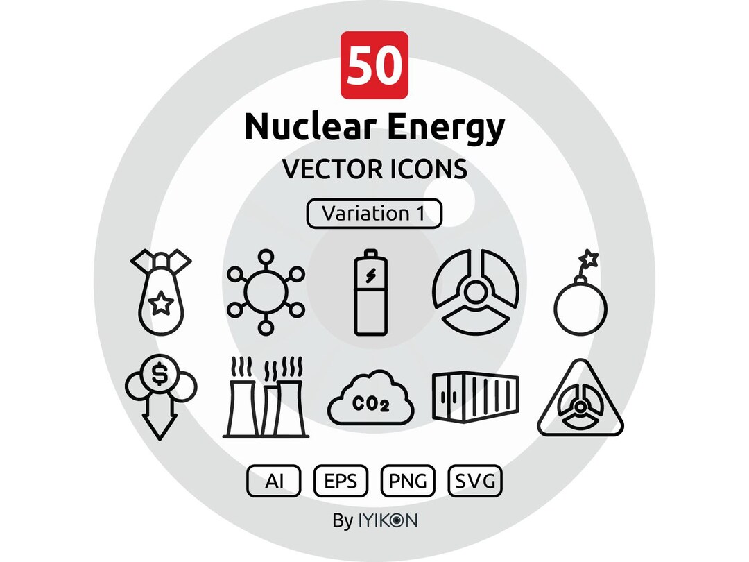 50 Nuclear Energy Icons Thick Line Icon Bundle Instant Download IYIKON ...