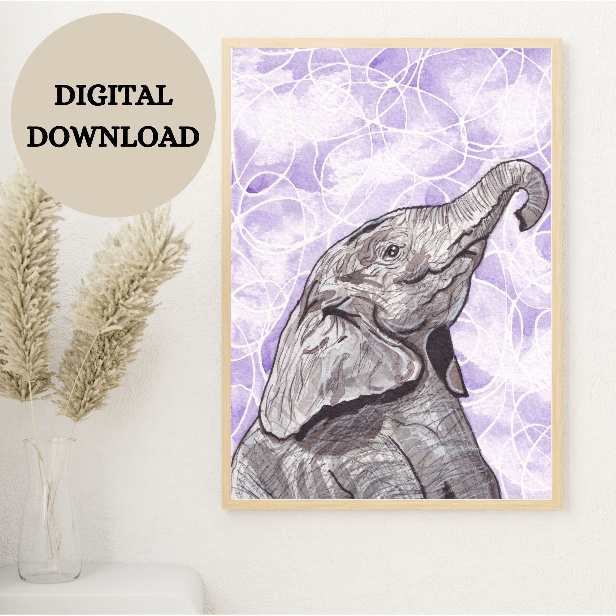 Ella the Elephant Digital Download Printable Hand-painted - Etsy