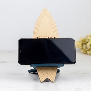 Wooden Surf Phone Stand | Cell Phone Holder With Engraving Surfboard - Etsy
