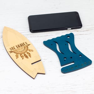 Wooden Surf Phone Stand | Cell Phone Holder With Engraving Surfboard - Etsy