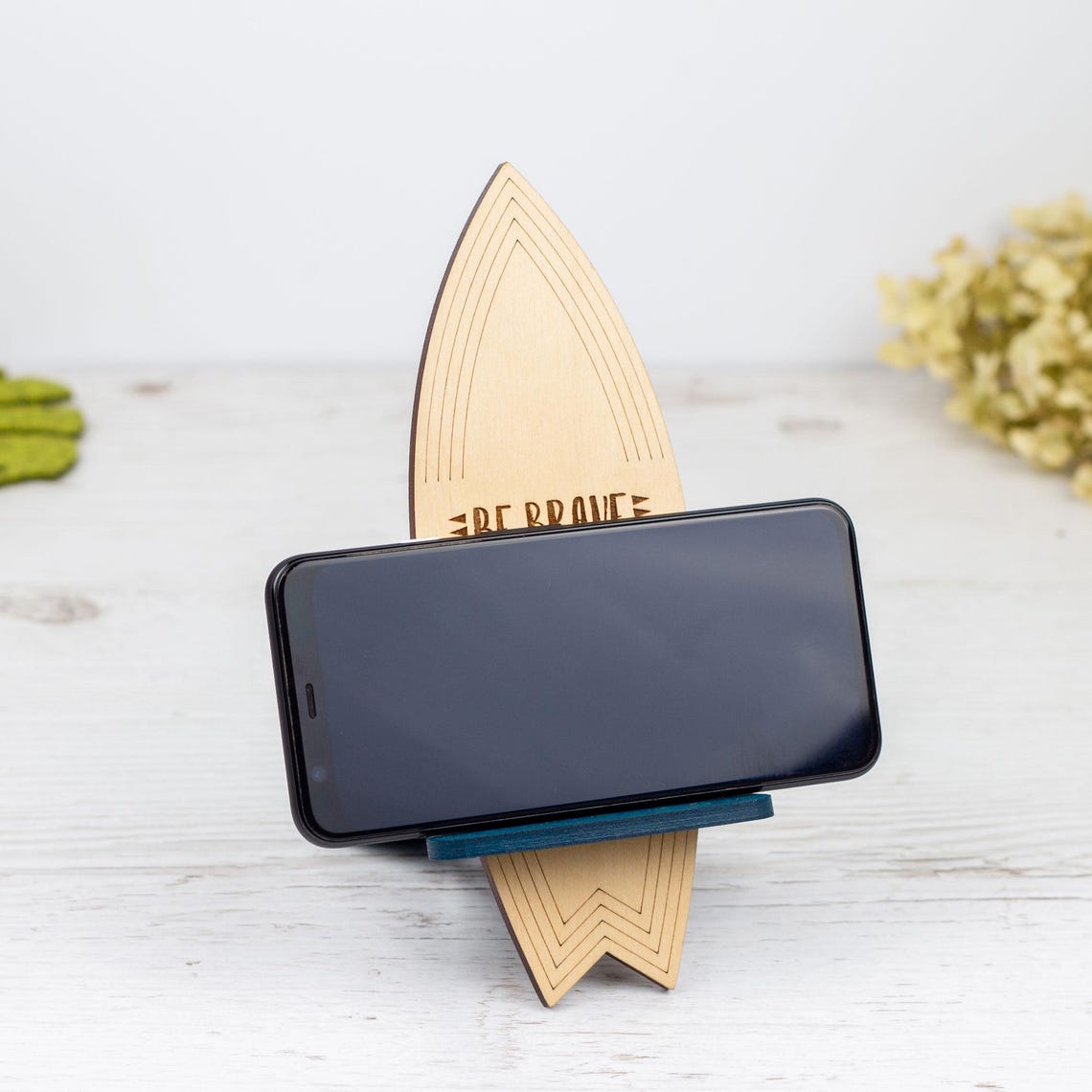 Wooden Surf Phone Stand | Cell Phone Holder With Engraving Surfboard - Etsy