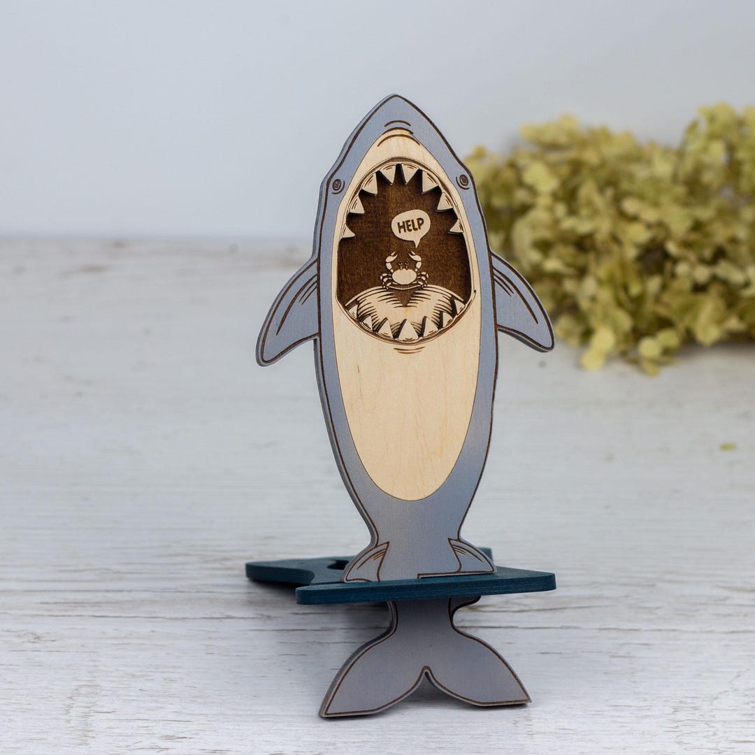 Funny Shark Wooden Phone Stand – Ocean Animal Docking Station - Etsy