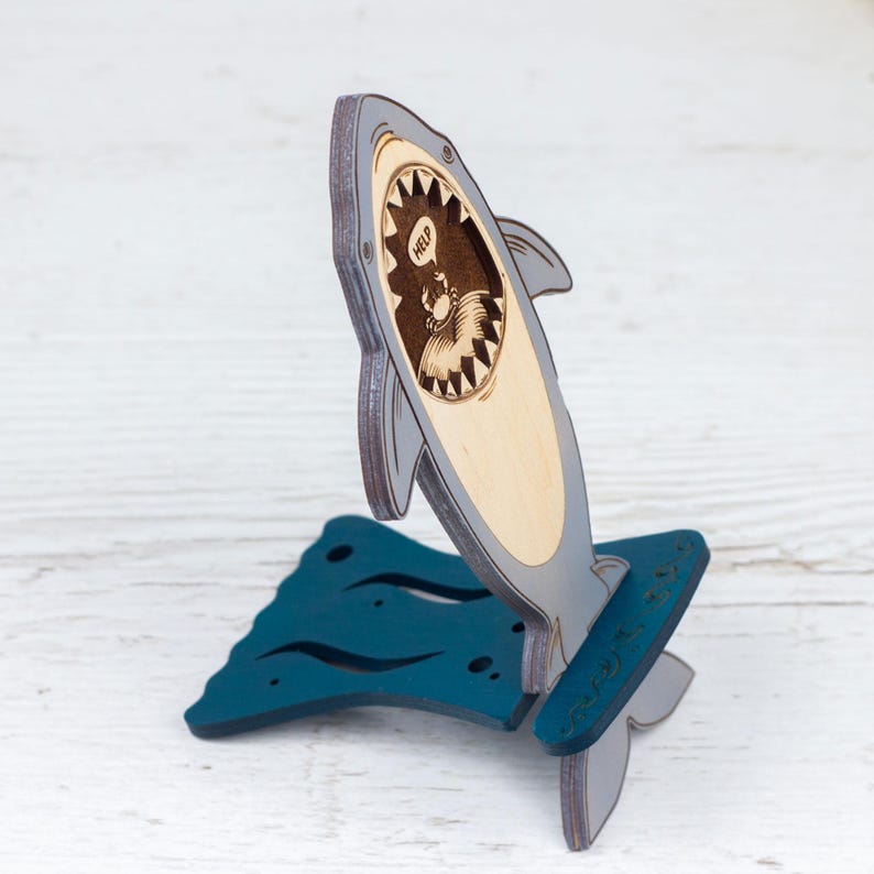 Funny Shark Wooden Phone Stand – Ocean Animal Docking Station - Etsy