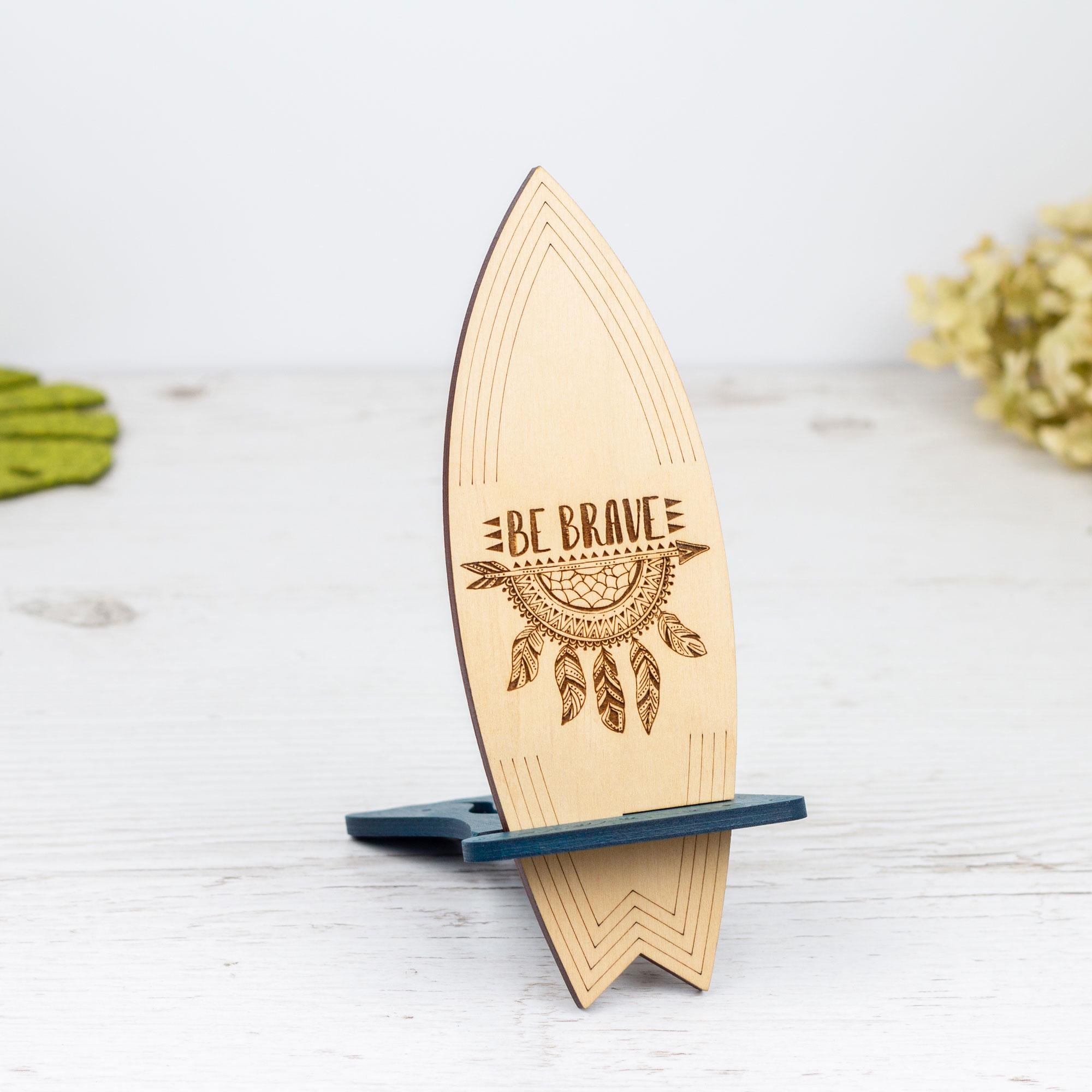 Wooden Surf Phone Stand | Cell Phone Holder With Engraving Surfboard - Etsy