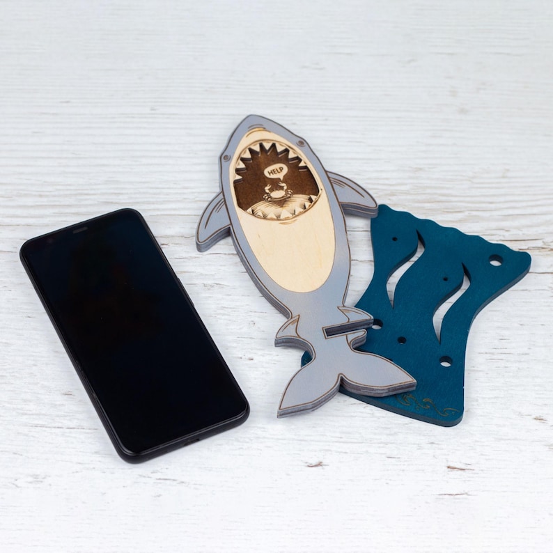 Funny Shark Wooden Phone Stand – Ocean Animal Docking Station - Etsy