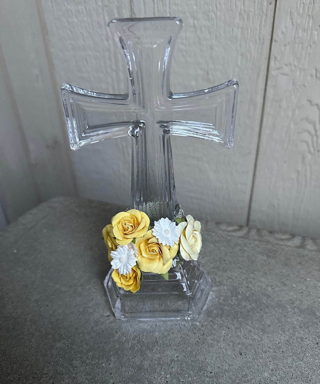 Glass Floral Cross - Etsy