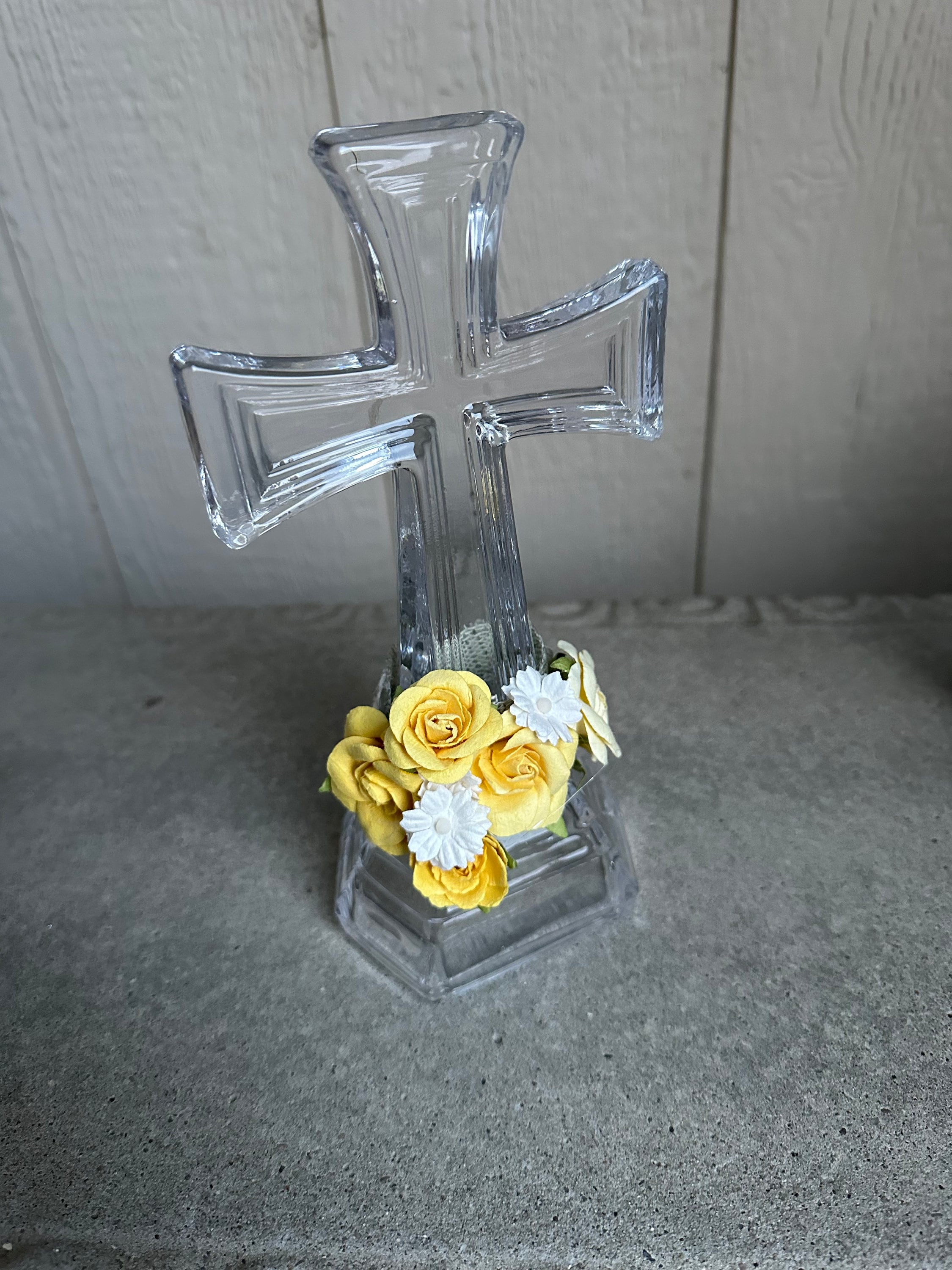 Glass Floral Cross - Etsy