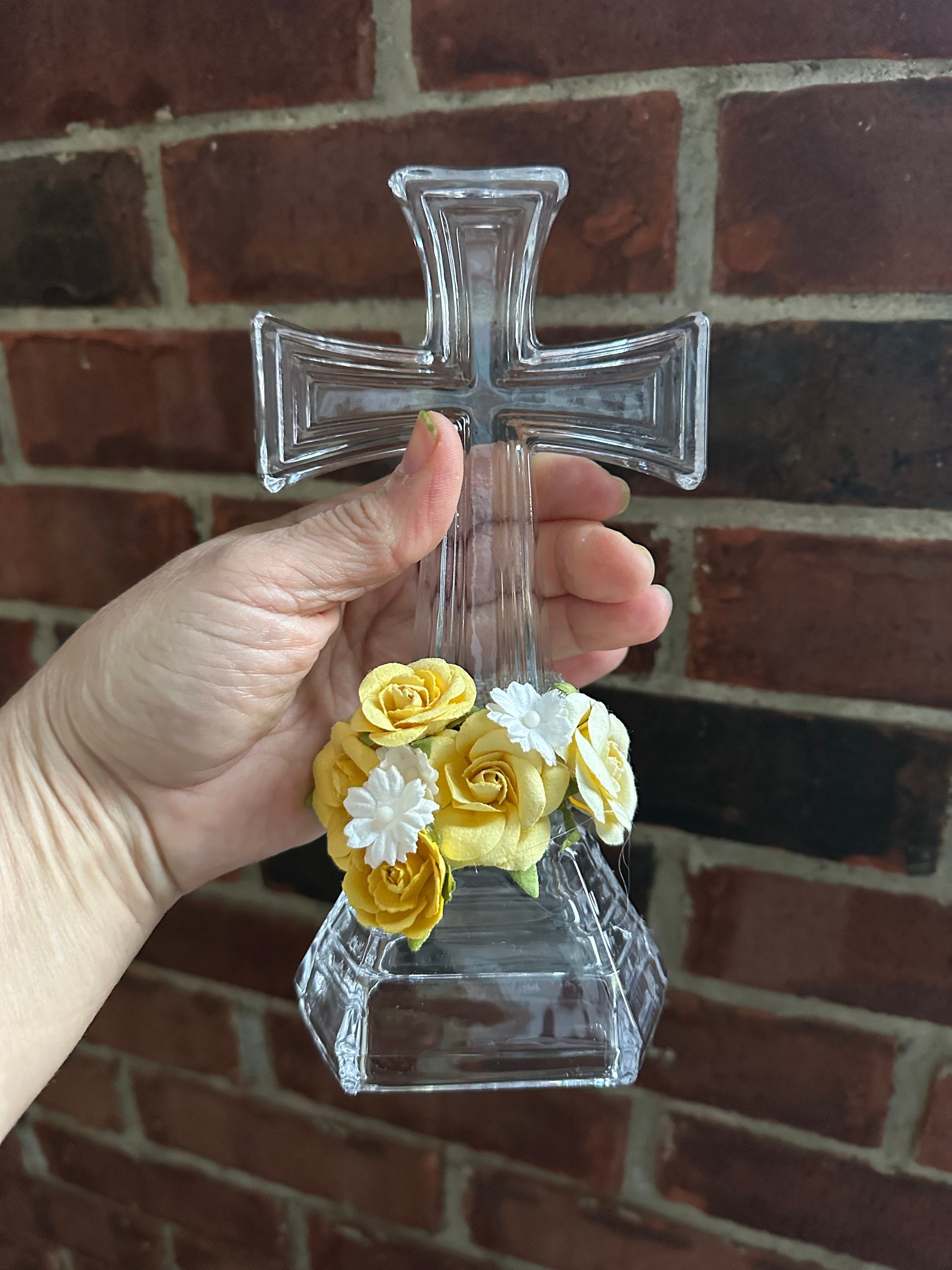 Glass Floral Cross - Etsy