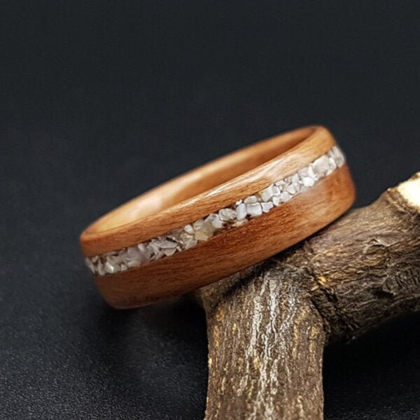 Wood Ring Rose Gold Inlay - Etsy