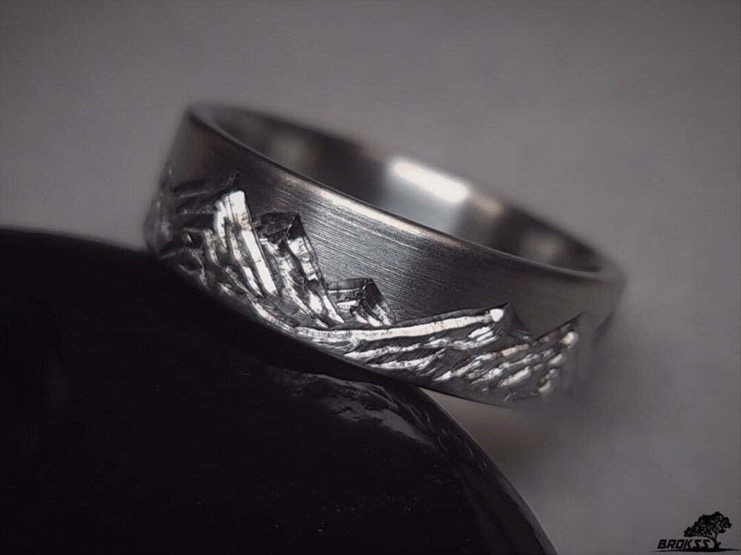Mountain Ring, Mountain Wedding Band, Mens Mountain Range Ring, Womens ...