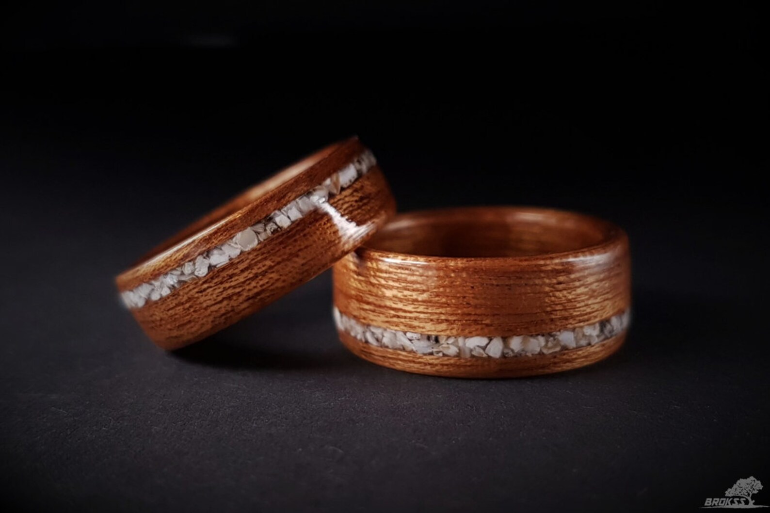 Wood Ring Mahogany and Sea Shells Inlay Bentwood Ring Wood - Etsy