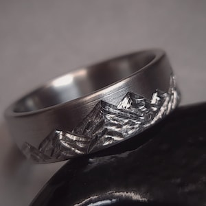 Mountain Ring, Mountain Wedding Band, Mens Mountain Range Ring, Womens ...