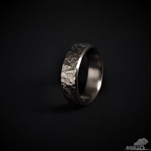 Hand Forged Gray Ring, Titanium Hammered Surface, Hypoallergenic Unisex ...