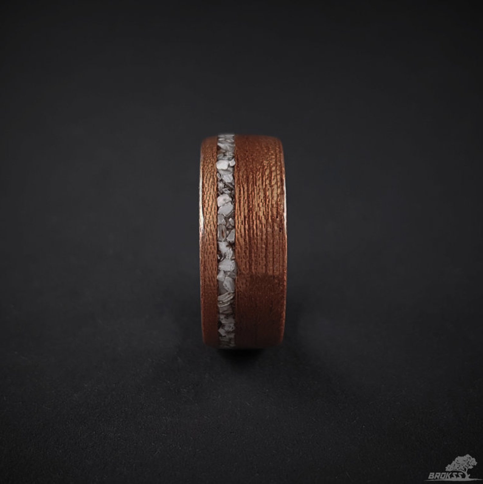 Wood Ring Mahogany and Sea Shells Inlay Bentwood Ring Wood - Etsy