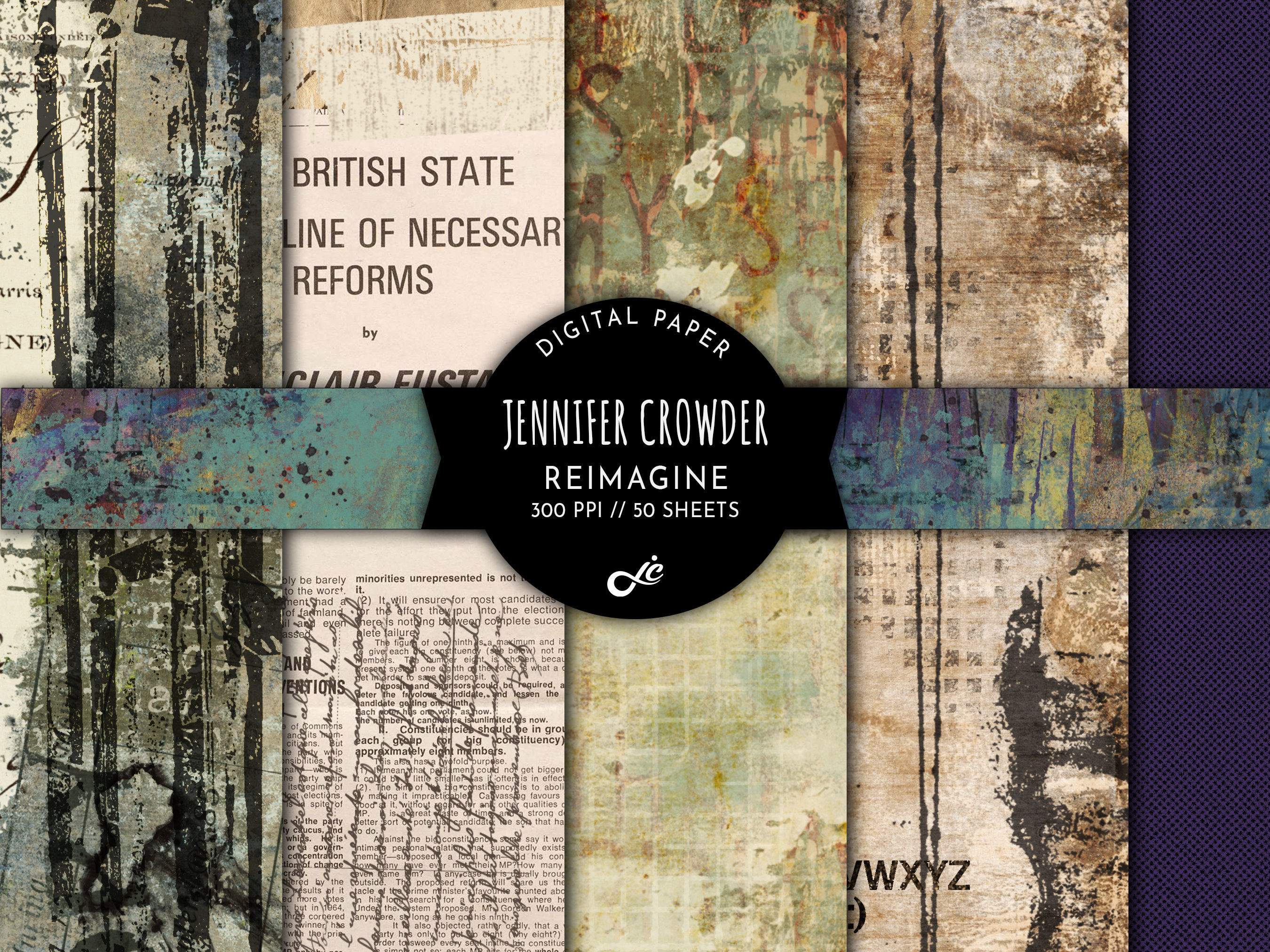 Reimagine Digital Paper Pack Scrapbook Paper Collage Paper Printable ...