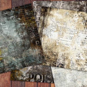 Letters and Numbers Digital Paper Pack, Collage Paper, Grunge Digital ...