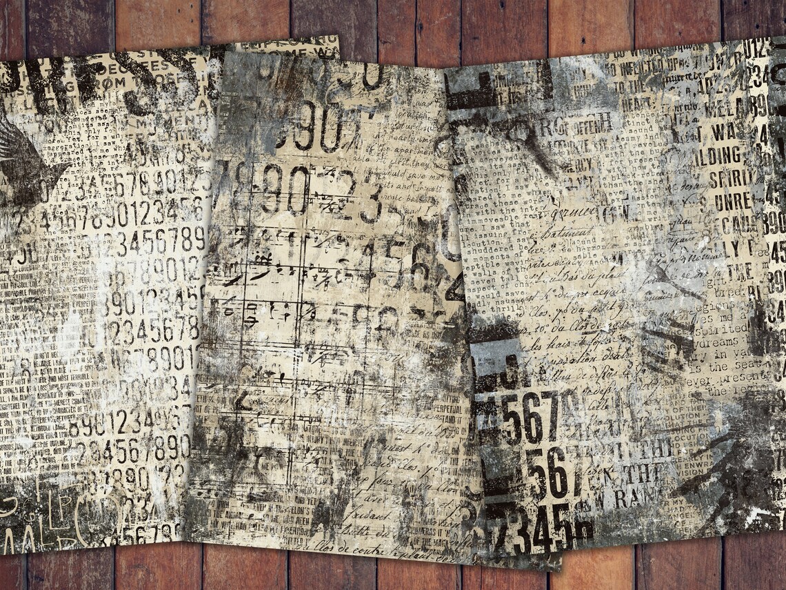 Letters and Numbers Part Deux Grunge Digital Paper Pack - Etsy