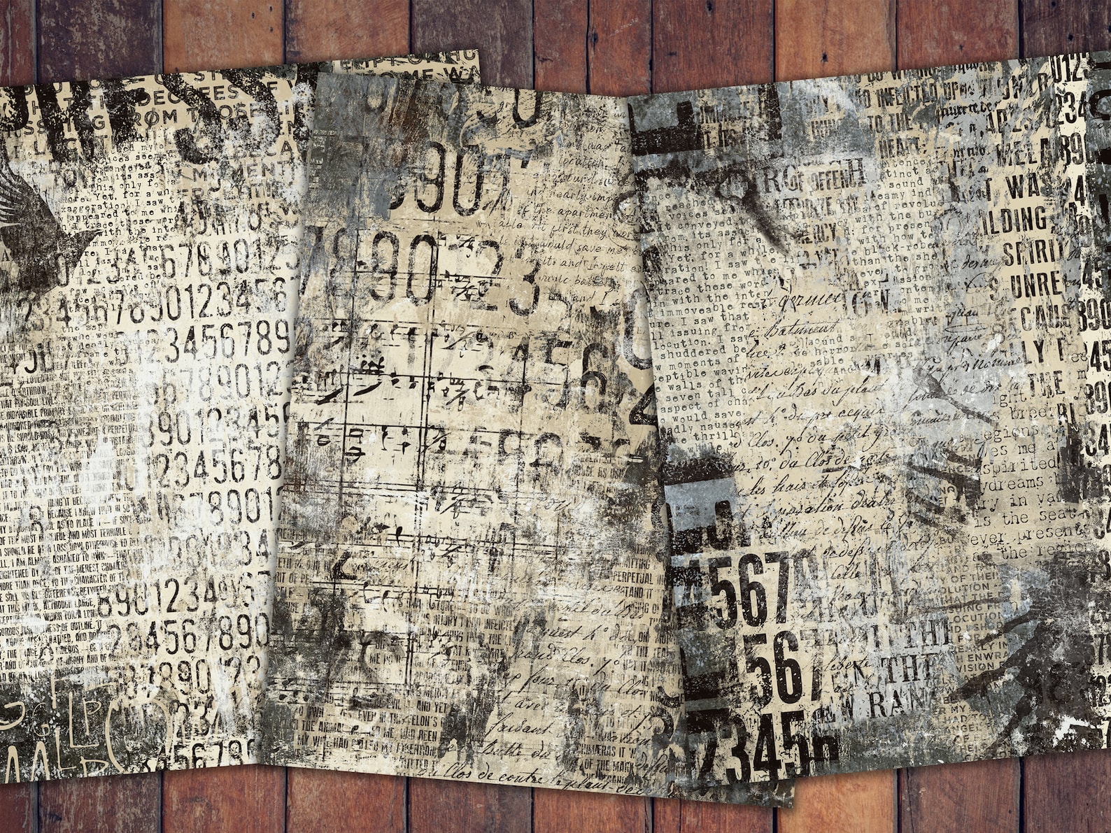 Letters and Numbers Part Deux Grunge Digital Paper Pack, Collage Paper ...