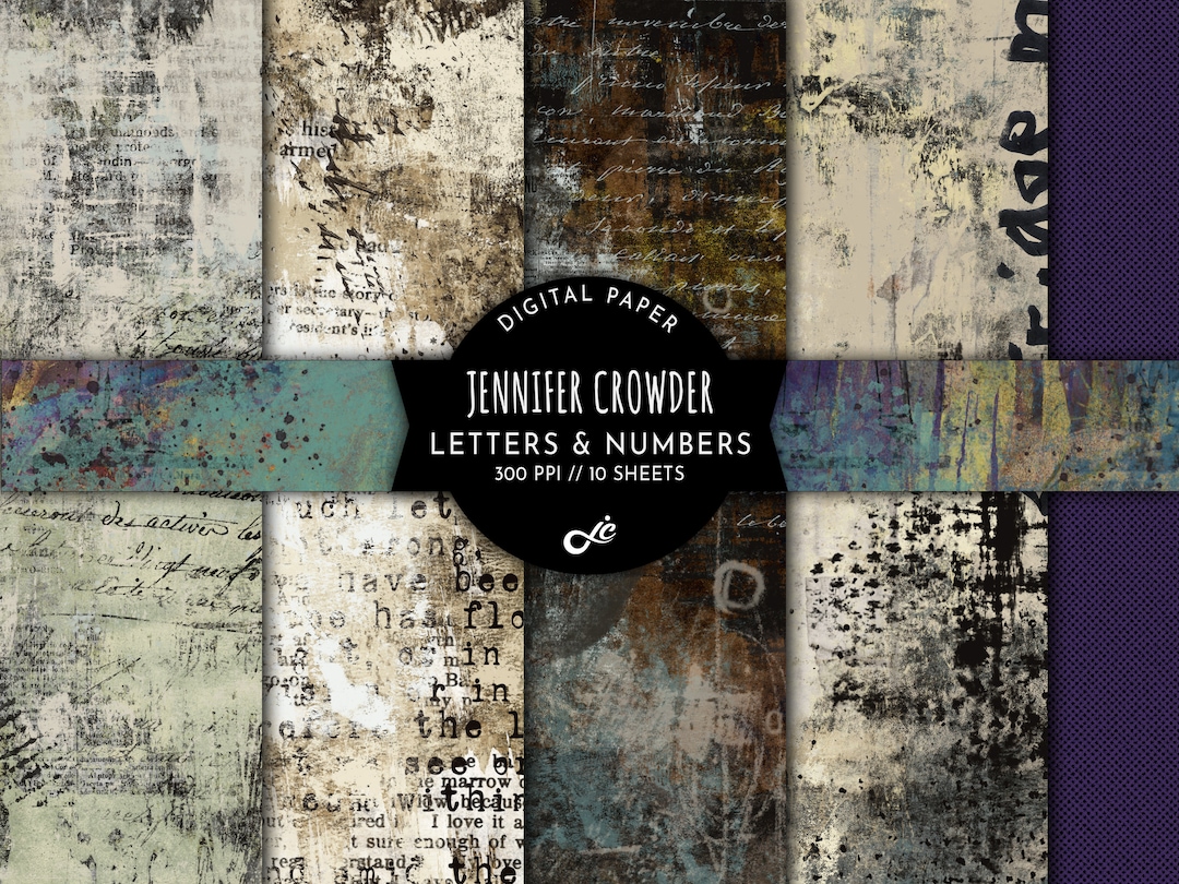 Letters and Numbers Digital Paper Pack, Collage Paper, Grunge Digital ...