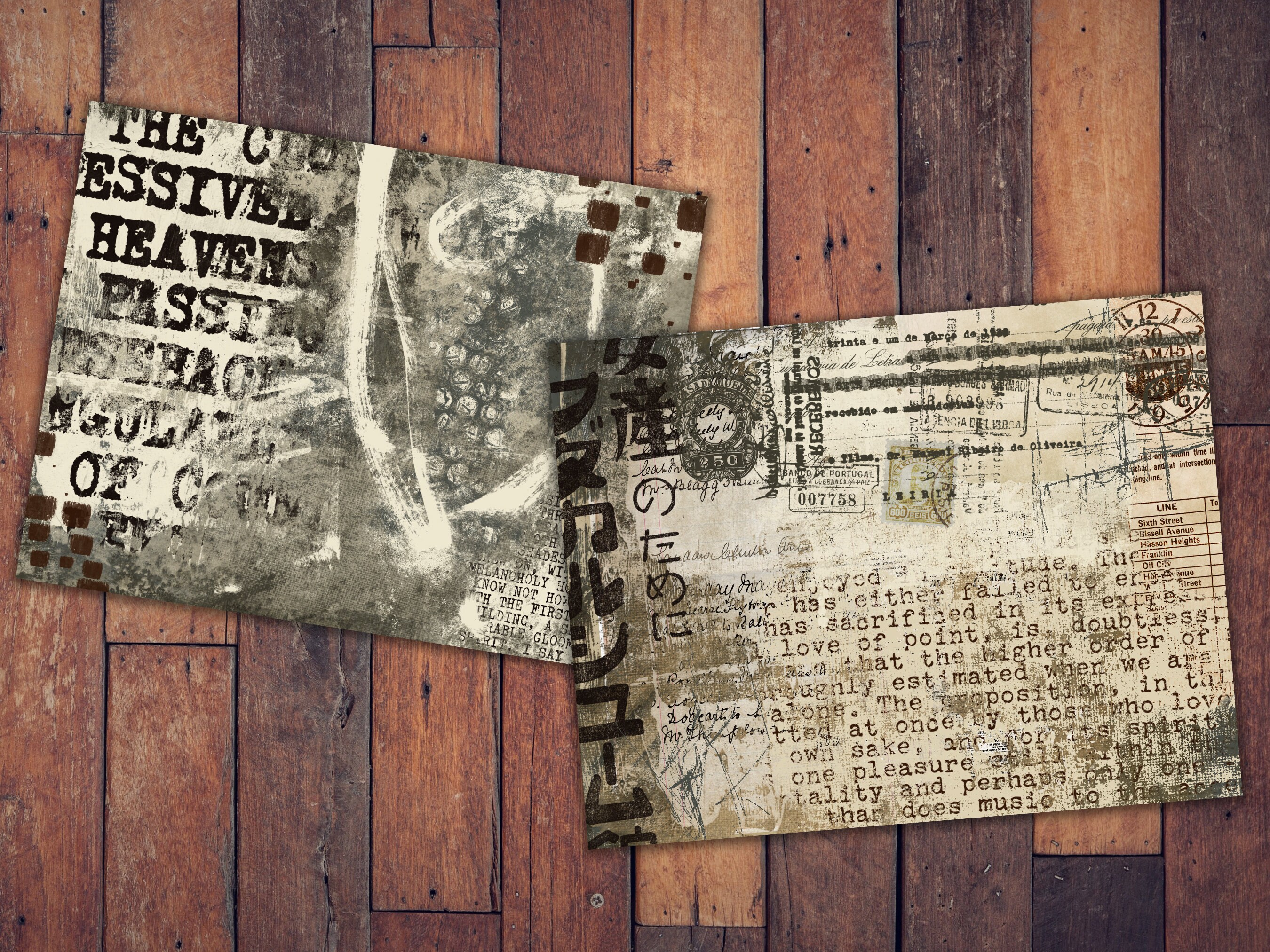 Sideways Digital Paper Pack Printable Papers Collage Paper Scrapbook Paper Grunge Paper Junk ...