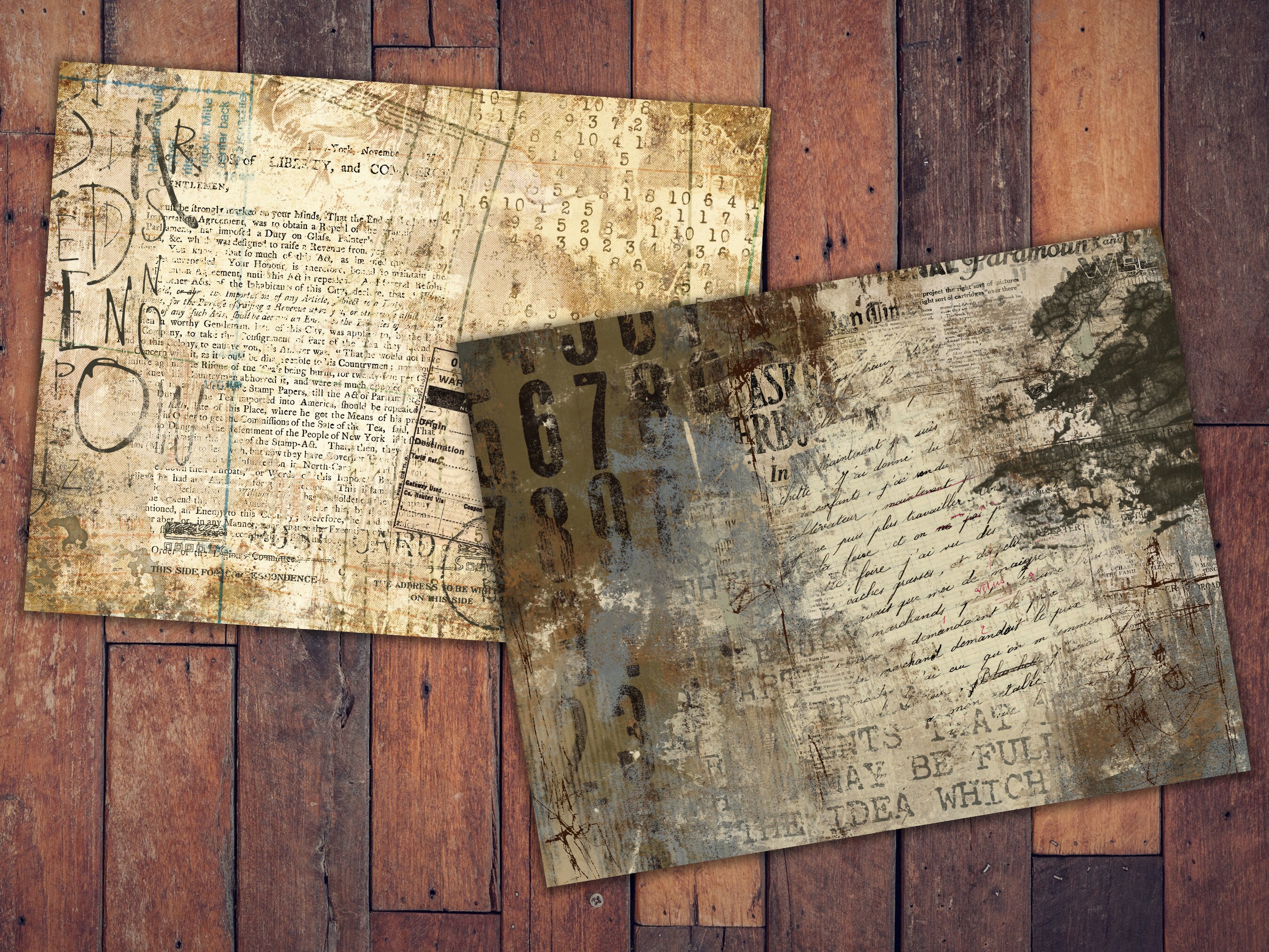Sideways Digital Paper Pack - Junk Journal Kit - Scrapbook - Collage ...