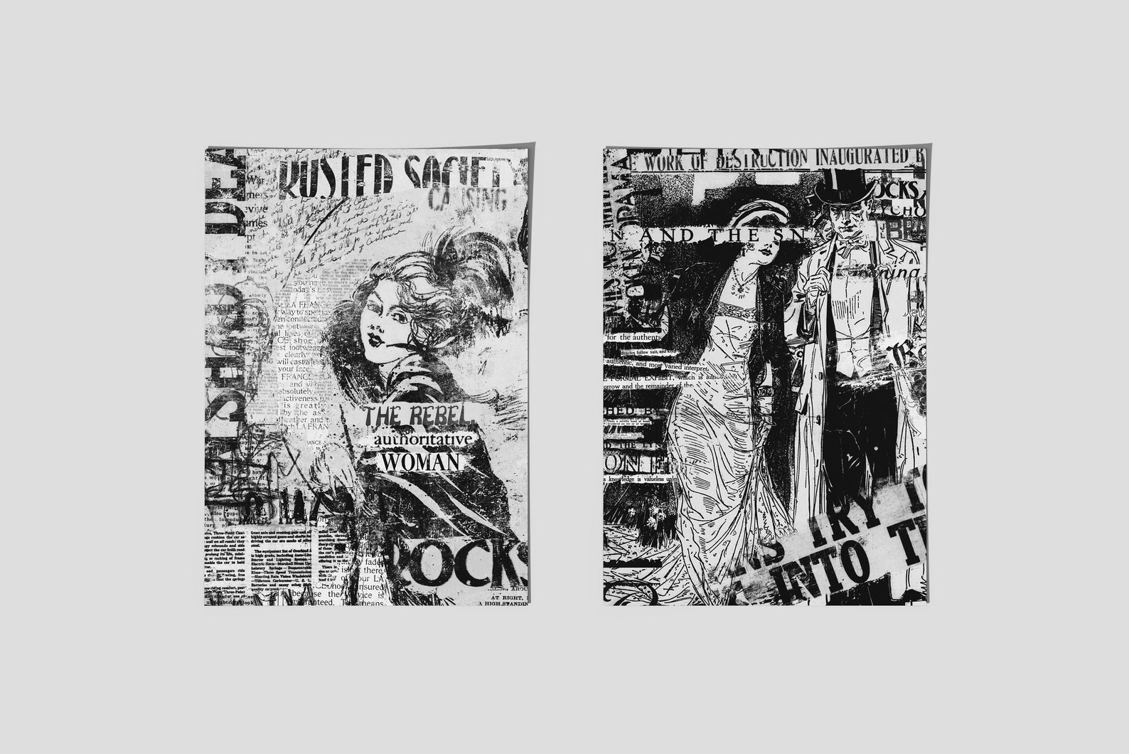 Black and White Digital Paper, Collage Paper, Newsprint Digital Paper ...