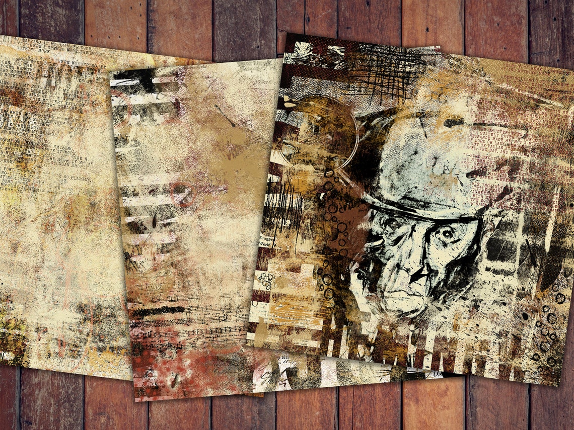 Nevermore Grunge Digital Paper Pack, Collage Paper, Scrapbook Paper ...